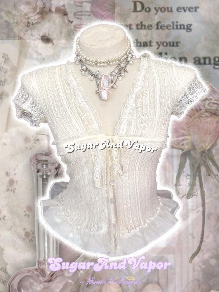 Delphine French Lace Sheer Over Blouse Top