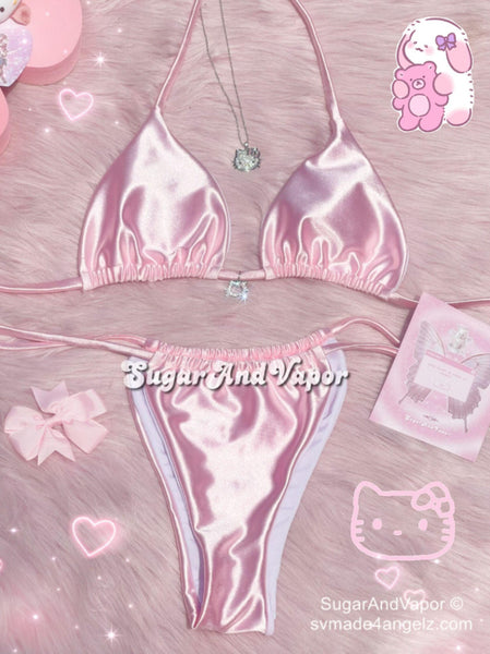 Adelia Pink Silky Bling Kitten Bikini Set – SugarAndVapor