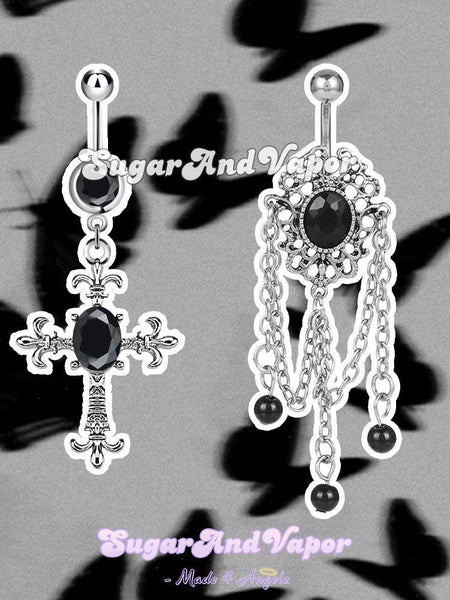 Black Crystals Goth Belly Ring – SugarAndVapor