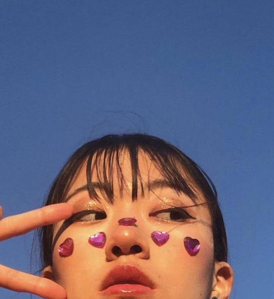 Y2K Bling Heart Shapes Face Gems Decorated Jewels – SugarAndVapor